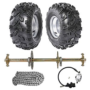 YC Yier 32" Go Kart Rear Live Axle Kit w/ 18x9.50-8" Wheels Tires Rims, 428 41T sprocket, Brake Assembly DIY Parts for Go Cart ATV Quad Golf Cart Buggy Four Wheels Drift Trike