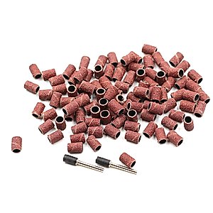 Driak 100 pics 1/4"/6.35mm Drum Sanding Sand 80 Grit Sanding Drum Sanding Sleeves Sander Mandrels Drum Fit Includes 2 Rubber Drum Mandrels