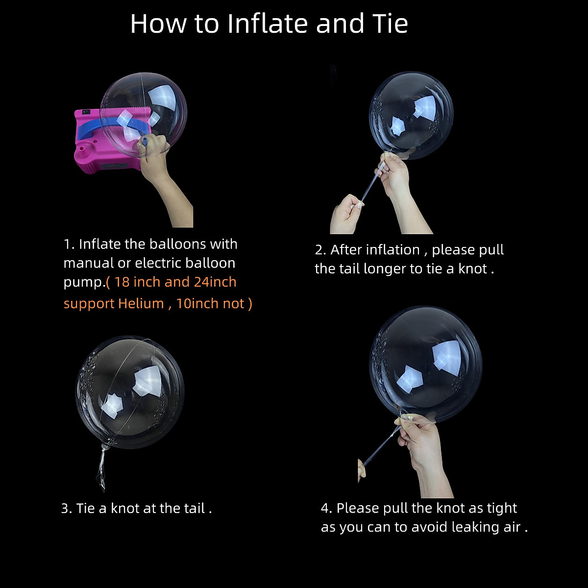 Clear Balloons, Different Sizes Pre Stretched 50pcs 10" 18" 24 inch BoBo Balloons Arch Crystal Transparent Clear Bubble Balloons Garland Kits