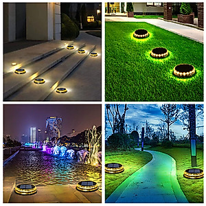 KLEBREIS Solar Ground Lights, 17 LED Solar Garden Lamp Disk 1200mAh Battery Waterproof In-Ground Outdoor Landscape Lighting for Patio Pathway Lawn Yard Deck Driveway Walkway (Warm White, 4 Packs)