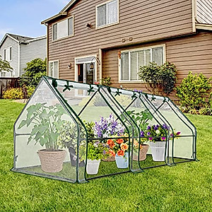 EAGLE PEAK Garden Low Tunnel Portable Greenhouse 96'' x 36'' x 36'' with Large Zipper Doors for Indoor Outdoor Plants Mini Hot House PVC Cover Easy Access Zippered Doors, Transparent