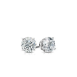 Diamond Wish - 1/4 carat Lab Grown Diamond Round Stud Earrings in 14k White Gold (E-F, SI1-SI2, cttw) 4-Prong Basket Screw Back