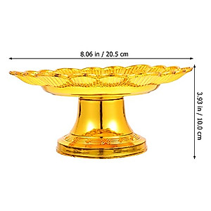 Veemoon 2Pcs Common Temple Offerings Bowl Multi- Food Trays Versatile Plates Plate Dessert Snack Dish for Buddha Altar Supplies Rituals Smudging Decor (Golden)
