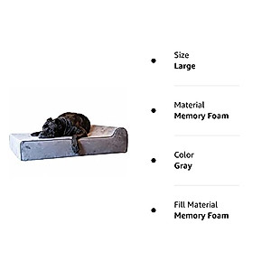 Bully beds Orthopedic Dog Bed - Memory Foam Dog Bed for Arthritic & Elderly Dogs - Machine Washable Dog Bed with Waterproof Liner - Large, 48 x 30 x 7 Inches -  Gray