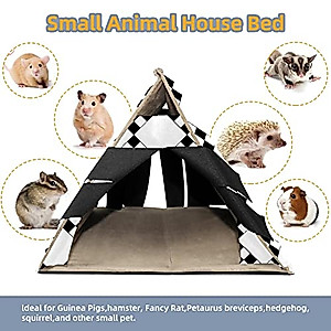 Y-DSIWX Guinea Pig Hideout Cozy Hamster House Cave for Bunny Chinchilla Hedgehog Small Animal Black White Geometric Square Pattern