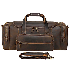 Polare 30" Leather Duffel Weekender Travel Bag For Men With Full Grain Cowhide Leather XX-Large 72L