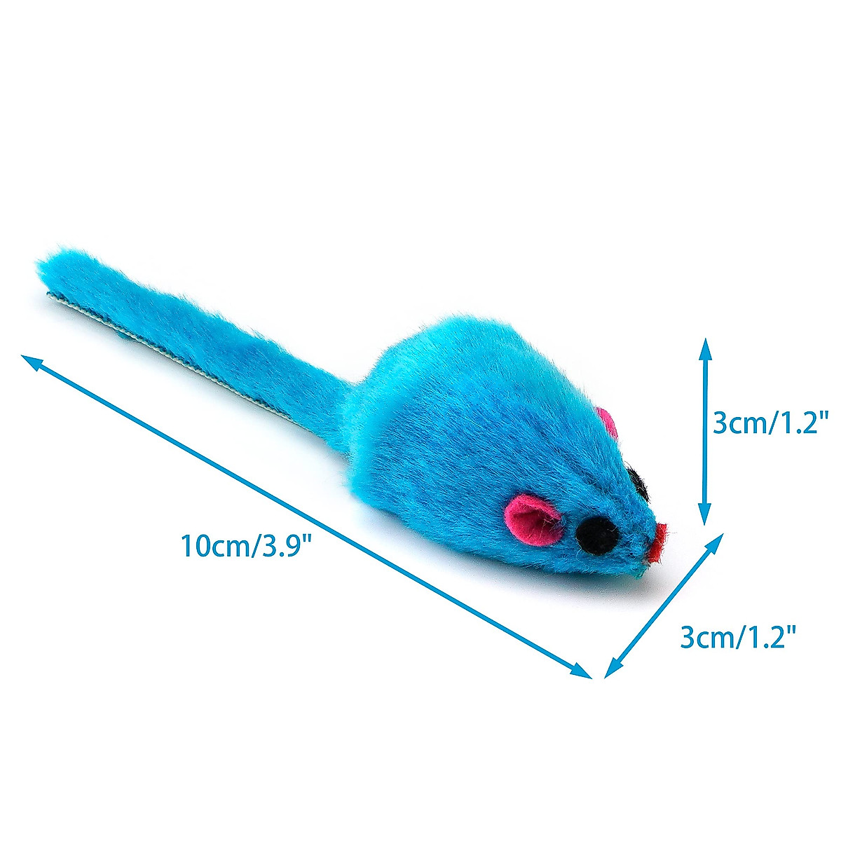CHIWAVA 60PCS 4.1'' Furry Cat Toy Mice Rattle Small Mouse Kitten Interactive Play Assorted Color