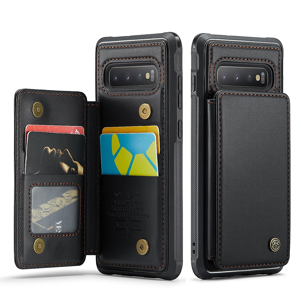 Vinich for Samsung Galaxy S10 Plus Case with Card Holder, for Samsung S10 Plus Wallet Case for Women Men with RFID Blocking, Durable Kickstand Shockproof Case for Galaxy S10 Plus 5G, Black