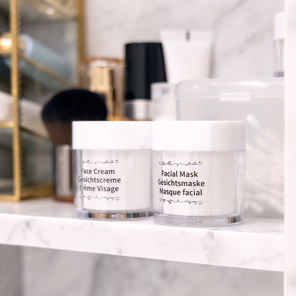 108 PCS Bathroom Labels Clear Preprinted Waterproof Travel Bottles Label Stickers for Organization and Storage Bathroom Dispenser Jars Bins Plastic Travel Bottles Containers