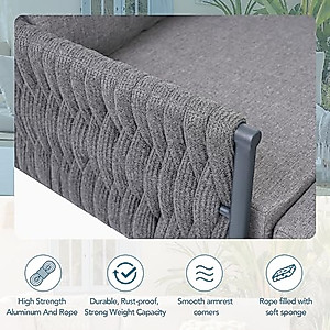 LOUHME 6-Pieces Aluminum Patio Furniture Set, Modern Metal Outdoor Conversation Set Sectional Sofa Set with Removable Olefin Extra Thick Cushions for Outdoor Space, Gray