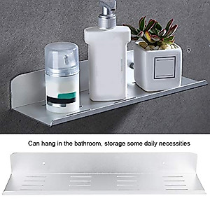 01 02 015 Storage Shelf, Drain Aluminum Floating Shelves Silver for Shower Gel for Small Items for Shavers