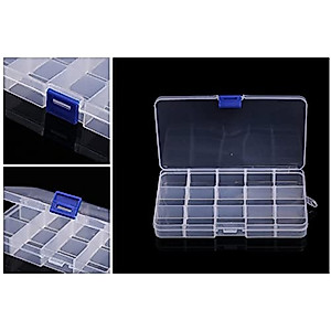 MILEVO jewelry storage box Compact Adjustable 15 Compartment Plastic Storage Box Jewel Case Tool Container