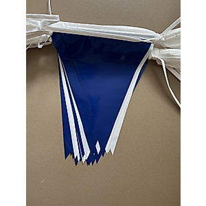 40 Meters 131ft Blue and White Outdoor Waterproof PE Plastic Party Banner Decorations, Triangular Flags Pennant Bunting for Birthday Graduation