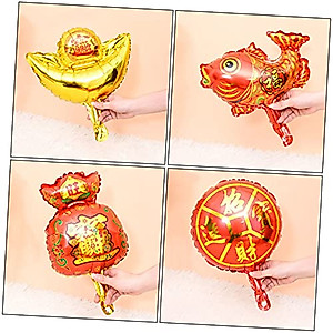 ibasenice 24 pcs 2021 Spring Festival Balloons lantern decor foil balloons garland decor Chinese New Year party wall decoration red ballons ox year balloons Chinese Style Balloon Party Decor