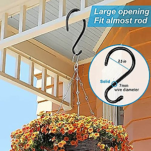 Dreecy 6 Inch Large S Hooks for Hanging Plants Clothes Tools, Heavy Duty Non-Slip Vinyl Coated Metal Hanging Hooks Black S Shaped Hooks for Pots Pans Hats Jeans Indoor Outdoor 6 Pack