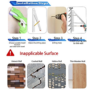 Dr.DJ Clothes Drying Rack Wall Mounted, Retractable & Foldable Clothes Hanger for Laundry Room Organization and Storage, Clothes Hanger Rack for Dorm, Closet, Balcony, Laundry Room(1P, Metal, White)