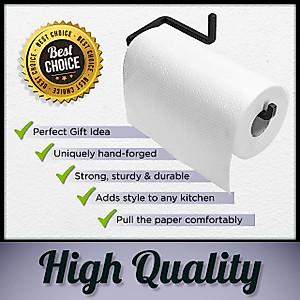 Wrought Iron Wall Mount Basic Paper Towels Holder for Kitchen, Rustic Towel Rack