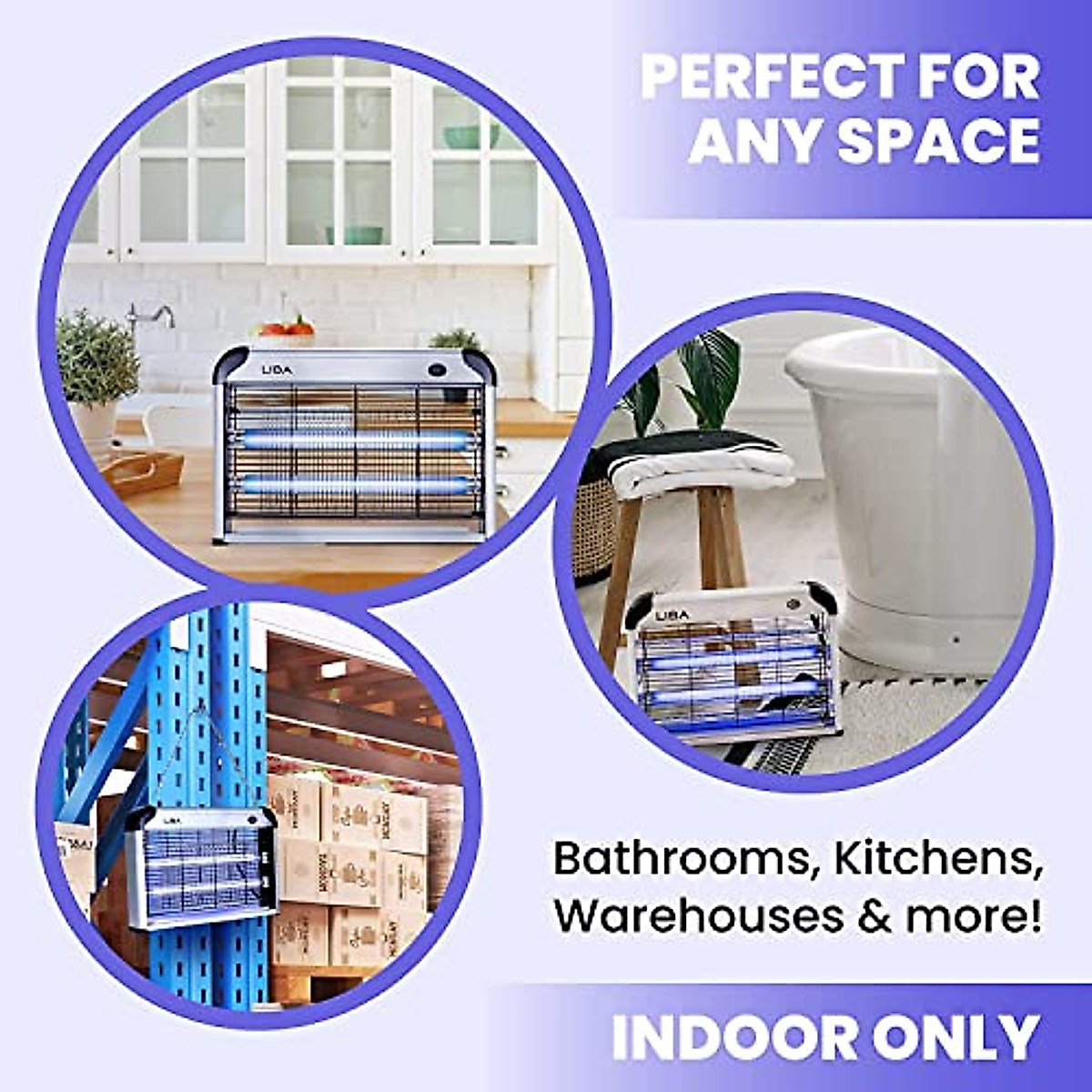 LiBa Electric Bug Zapper (2-Pack) Indoor Insect Killer - (4) Extra Replacement Bulbs - Fly, Mosquito Killer and Repellent - Lightweight, Powerful 2800V Grid, Easy-to-Clean, Removable Washable Tray.