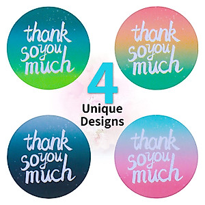 Thank Your Stickers,1000PCS Gradient Thank You Labels 1" Fashion Thank You Stickers Rolls 4 Designs for Bakery Package, Envelop Seal, Gift Box, Bubble Mailer, etc