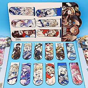 Anime Bookmark Magnetic Bookmark 18pcs Anime Gifts Anime School Supplies Anime Merch Anime Stuff (Yuan bookmarks-18pcs)