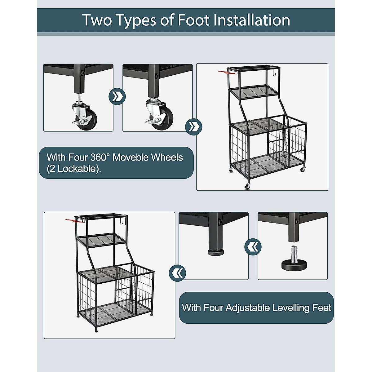 Weight Rack For Dumbbells Storage - Home Gym Storage Yoga Mat Storage Rack Workout Equipment Storage Rack for Kettlebells, Multifunction Exercise Equipment Gym Rack Organizer with Wheels and Hooks