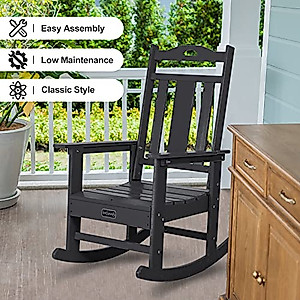 nalone Outdoor Rocking Chairs Set of 2, HDPE All Weather Resistant Rocking Chair for Porch, Oversized Patio Rocker Chair for Adult, Outdoor Rockers for Garden Lawn