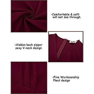 Church 1950s Dress for Women Vintage Elegant Ruffle A Line Casual Cocktail Party Modest Dress for Special Occasions Wine Red XL