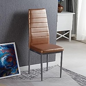 RILOOP Leather Dining Chairs Set, Upholstered Side Chairs W/Ergonomic High Backrest & Steel Frame, Dining Side Chairs for Kitchen, Dining Room, Restaurant/A9