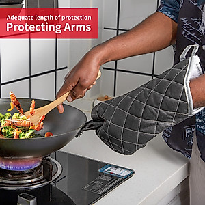 Oven Mitts Flame Retardant Mitts Heat Resistant to 425° F 15 Inch Black Color 2-Pack