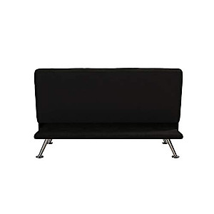DHP Ariana Kids Sofa Futon, Black, Mid-Century Modern Design, Converts to Bed, Fun Colors, Easy to Clean
