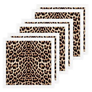 ALAZA Wash Cloth Set Leopard Print Cheetah Pattern(g1) - Pack of 6 , Cotton Face Cloths, Highly Absorbent and Soft Feel Fingertip Towels(226cr8d)