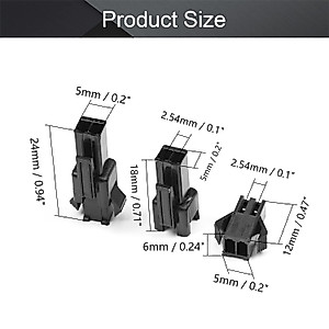Fielect 100Pairs 2.54mm 5 Pin Black Plastic Male Female -SM Housing Crimp Terminal Connector