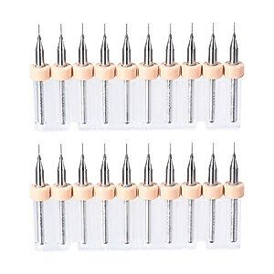 uxcell PCB Drill Bits 0.2mm Tungsten Carbide Rotary Tool Jewelry CNC Engraving Print Circuit Board Micro Drill Bits 1/8 Inch Shank 2 Set (20 Pcs)