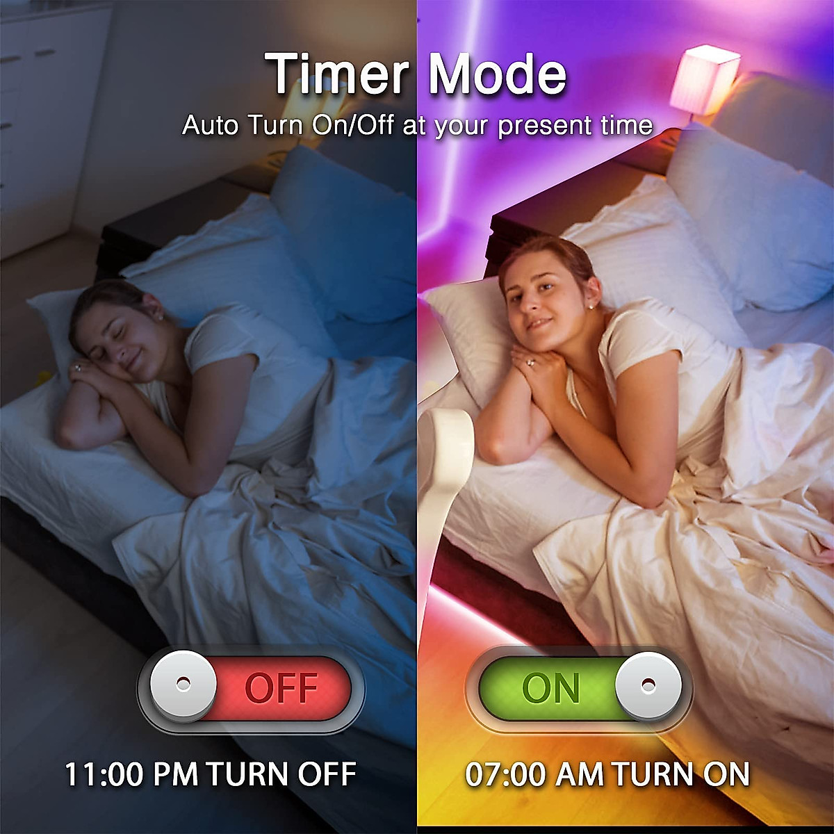 65.6 ft/20M Bluetooth LED Strip Lights, RGB 5050 LED Light Strips with Bright 300 LEDs, Sync Music Color Changing Flexible Cuttable Led Lights for Bedroom,Ceiling,Party( APP+ Remote+ Mic/32.8ftX2)