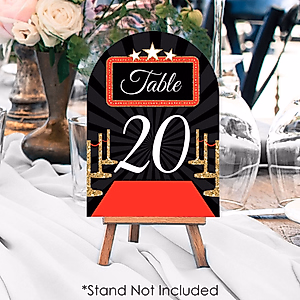 Big Dot of Happiness Red Carpet Hollywood - Movie Night Party Double-Sided 5 x 7 inches Cards - Table Numbers - 1-20
