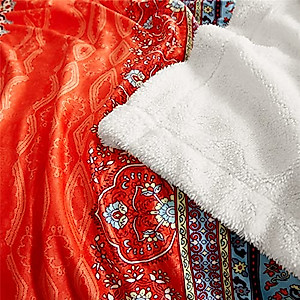 Colorful Stripe Boho Mandala Blanket for All Seasons Bohemia Microfiber Fleece Throw Blanket Soft Lightweight Bedding for Bed Sofa Couch 50"×60"