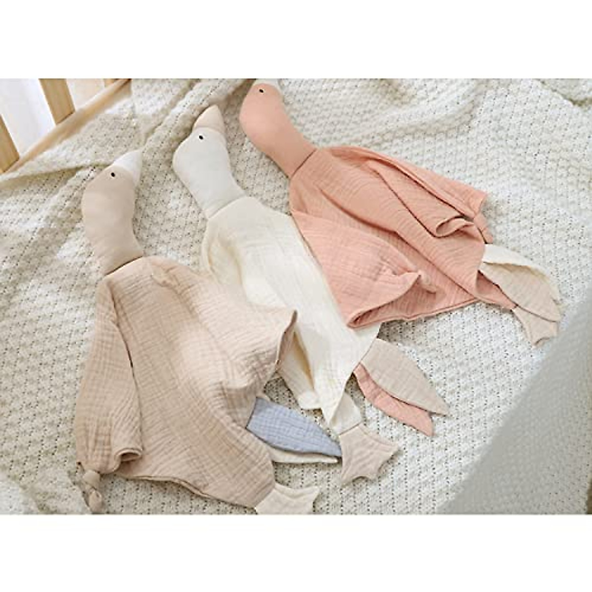 FOMUNI Baby Muslin Lovey Knit Newborn Babies Security Blankets Goose Lovie Cuddly Comforter Safe Loveys for Infant Boy Girl, Pink