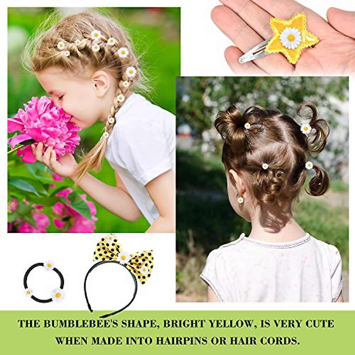 Hicarer 50 Pieces Flatback Resin Daisy Flowers Daisy Flower Epoxy Charms Mini Decorated Daisies Artificial with Storage Box for DIY Craft Cloth Pen Box Home Decoration, 3 Sizes (White and Yellow)