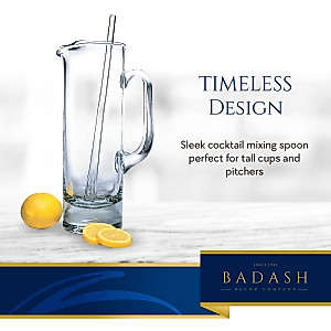 Badash Glass Cocktail Stirrer - 12" Long Mouth-Blown Lead-Free Glass Stir Rod - Bar Cocktail Shaker Spoon - Cocktail Stirrer for Drinks