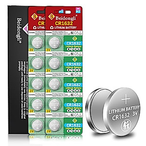 Beidongli CR1632 3 Volt Lithium Coin Cell Battery (10 Batteries)【5-Years Warranty】