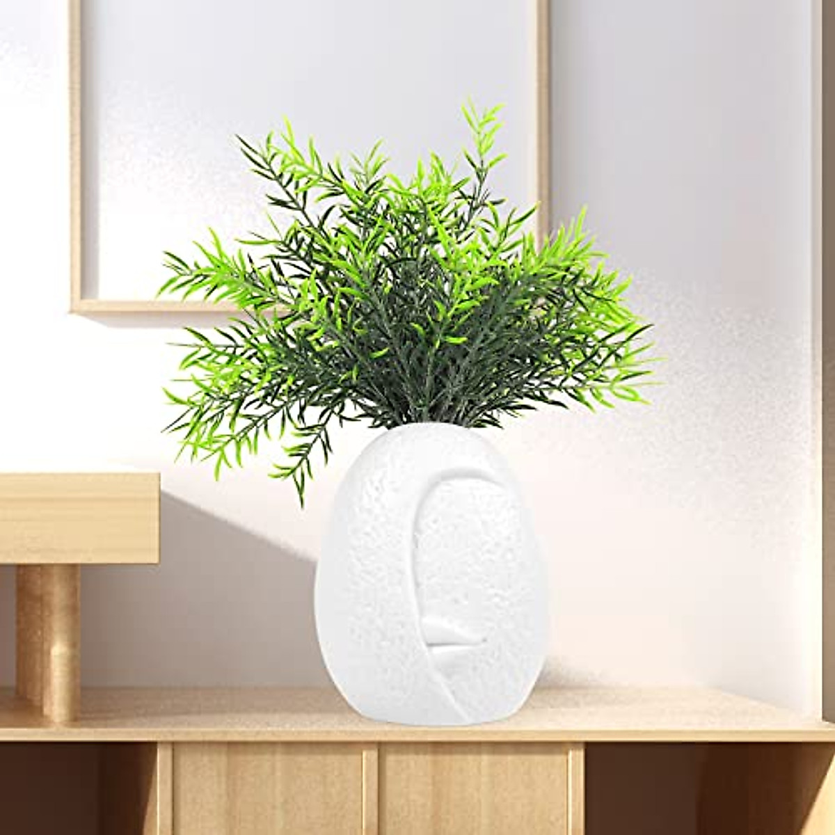 BESPORTBLE White Vase Human Face Planter Ceramic Plant Pot Funny Pot Human Head Statue Bonsai Holder Flower Bowl Garden Abstract Decorations for Garden Landscape Home Ceramic Vase
