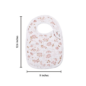 Snap Muslin Bibs for Girls, 3-Pack Baby Bibs for Infants, Newborns and Toddlers, 100% Cotton Muslin Absorbent & Soft Layers, Adjustable Snaps,"Spring"