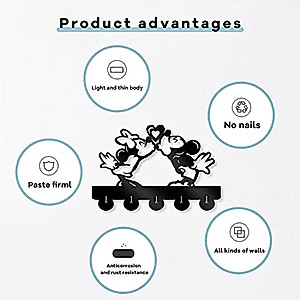 Mickey and Minnie's Love Theme Wall Decor Hooks Customize Household Door Decor Hooks Multi-Function Wall Coat Bags Clothes Hook Keys Holder