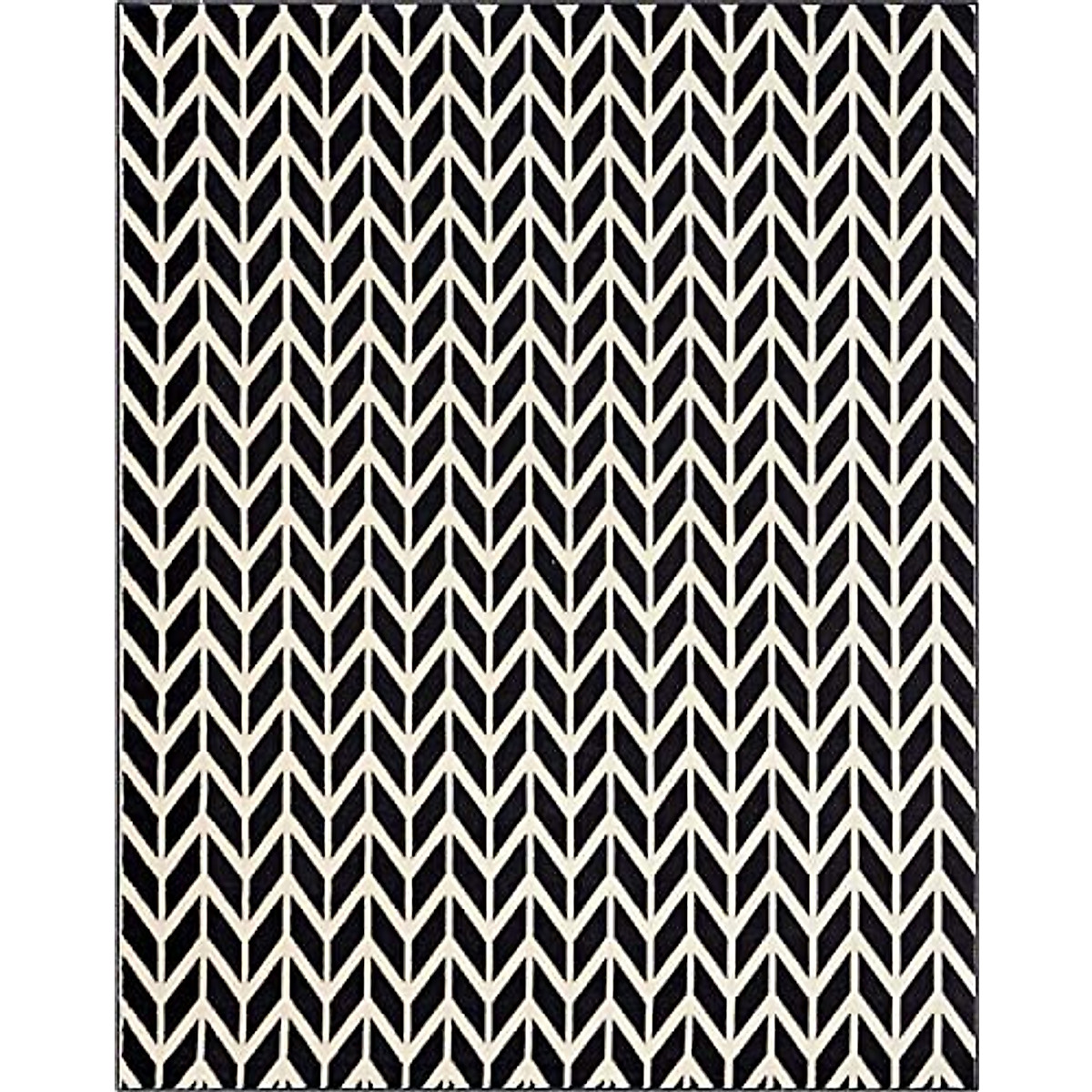 Well Woven Chevron Black 7'10" x 9'10" Area Rug Carpet