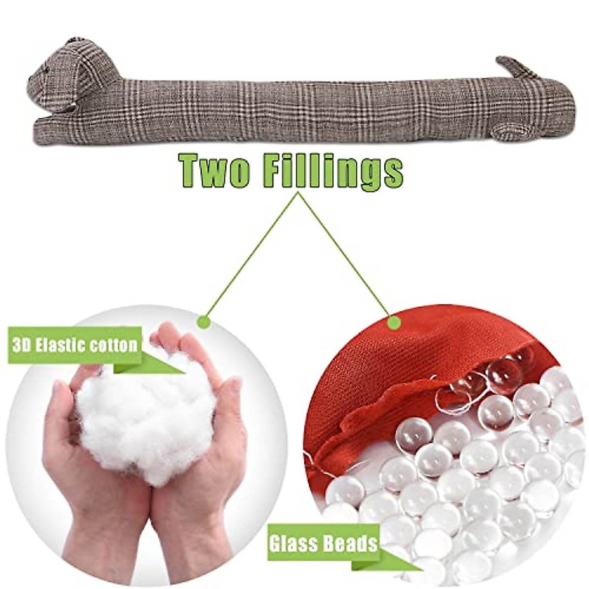 CERAYOU 36 Inch Heavy Duty Under Door Draft Stopper, Cute Animals Shape Door & Window Draft Guard to Save Energy, Decorative Weighted Bottom Insulation Stopper Noise Air Wind Dust Blocker, Plaid Dog