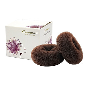 ClothoBeauty Extra Large Ring Style Bun Shaper for Thick and Long Hair, Women's Chignon Donut (4.3 in., Brown)
