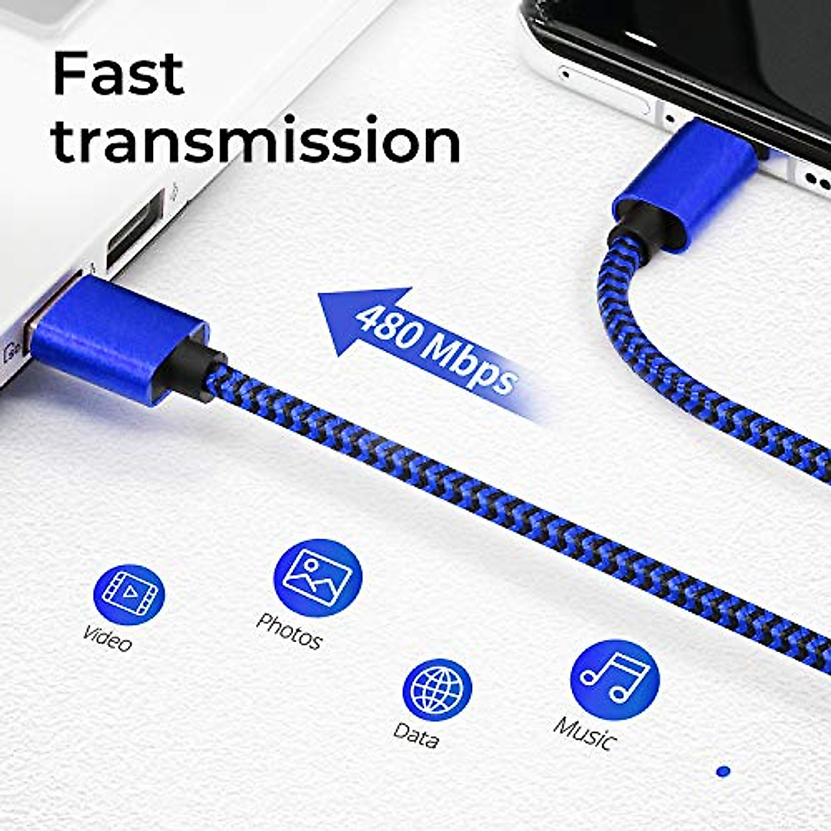Fast Charger Cable for Motorola One Action/Macro/Vision/Zoom/Hyper/Power/Fusion+/5G Ace UW, (2Pack, 6.6Ft) Nylon Braided Charging Cord for Moto G50 G10 Power G30 G9 Plus Play Fast Pro G8 Stylus G7 G6
