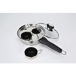 2 Cups Egg Poacher Pan - Stainless Steel Poached Egg Cooker – Perfect Poached Egg Maker – Induction Cooktop Egg Poachers Cookware Set with 2 Nonstick Large PFOA FREE Egg Poacher Cups
