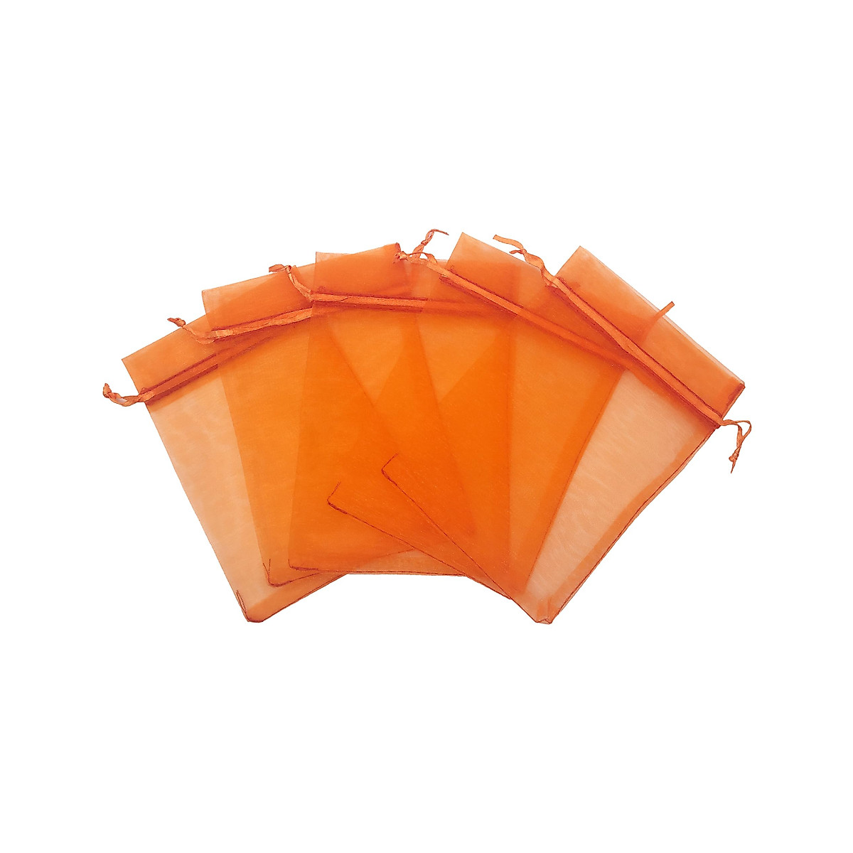 Jexila 100PCS Orange Organza Bags 4X6 Inch Halloween Goodie Candy Treat Bags Small Mesh Bags Drawstring Jewelry Gift Bags for Wedding Party Favor Pouches