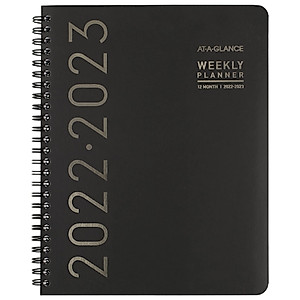 AT-A-GLANCE 2022-2023 Planner, Weekly & Monthly Academic, 7" x 8-3/4", Medium, Contemporary Lite, Black (7058XL0523)